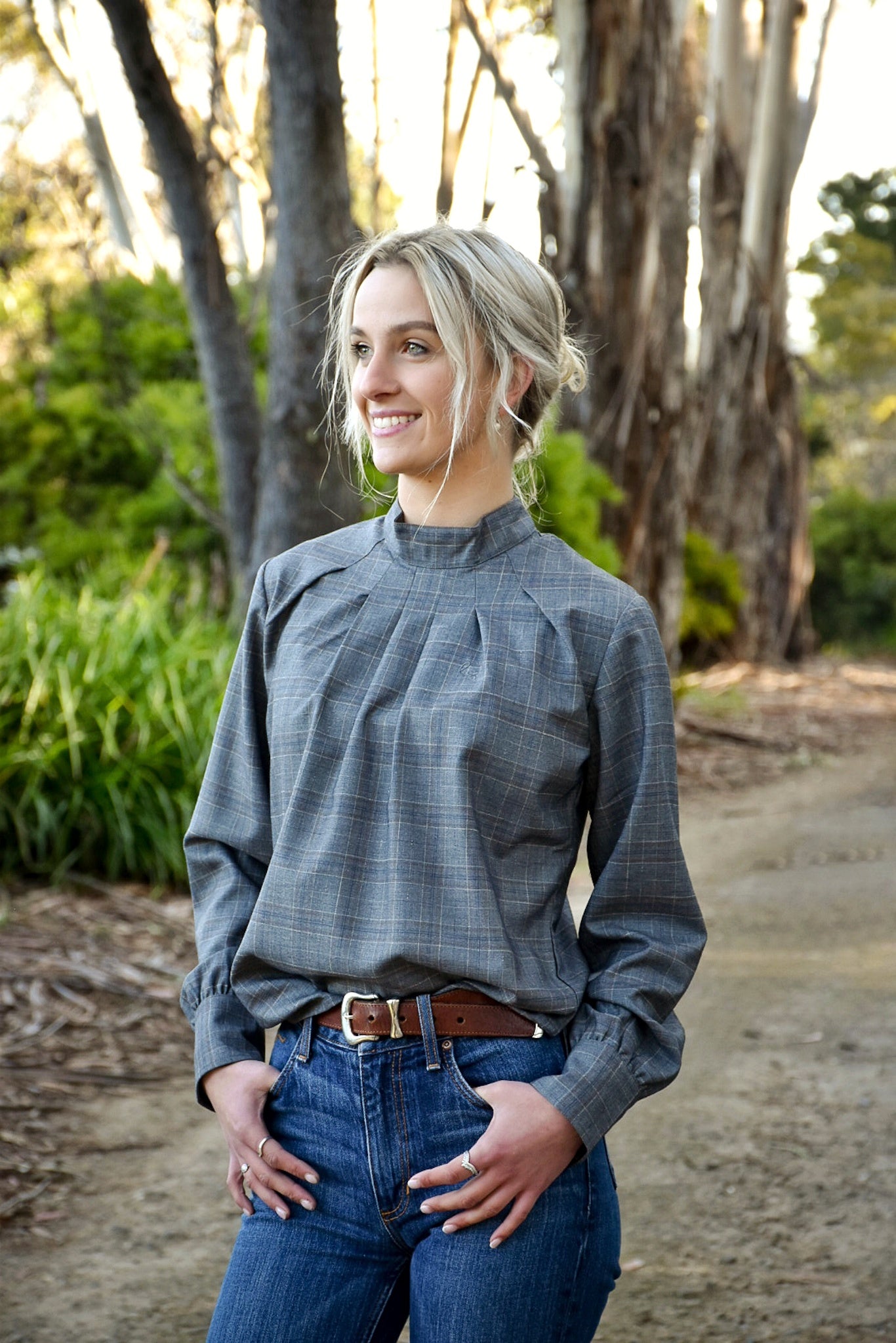 Danica Top Grey Check Lime And Soda Collective